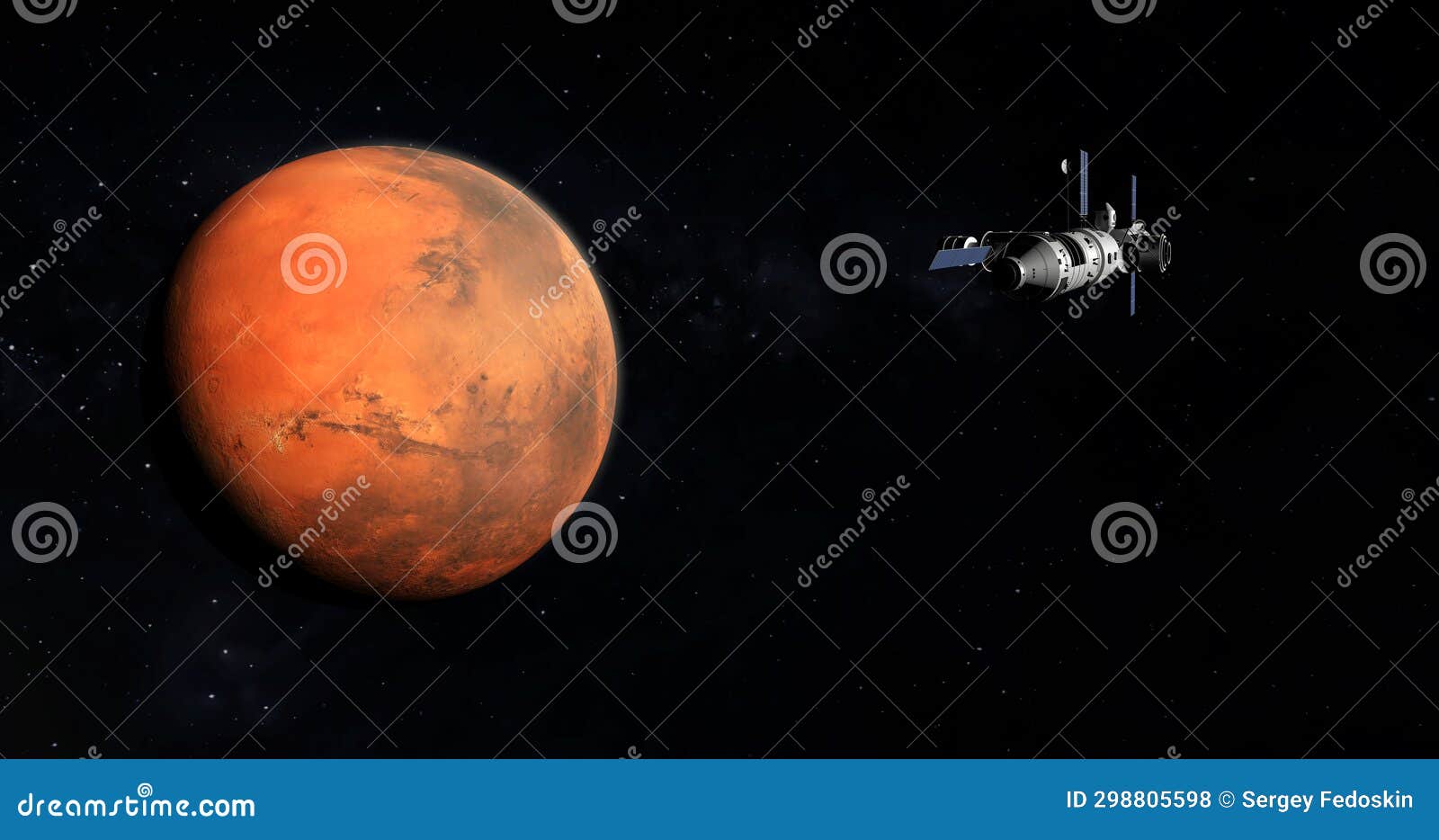 Space Station in Mars S Orbit Stock Illustration - Illustration of ...