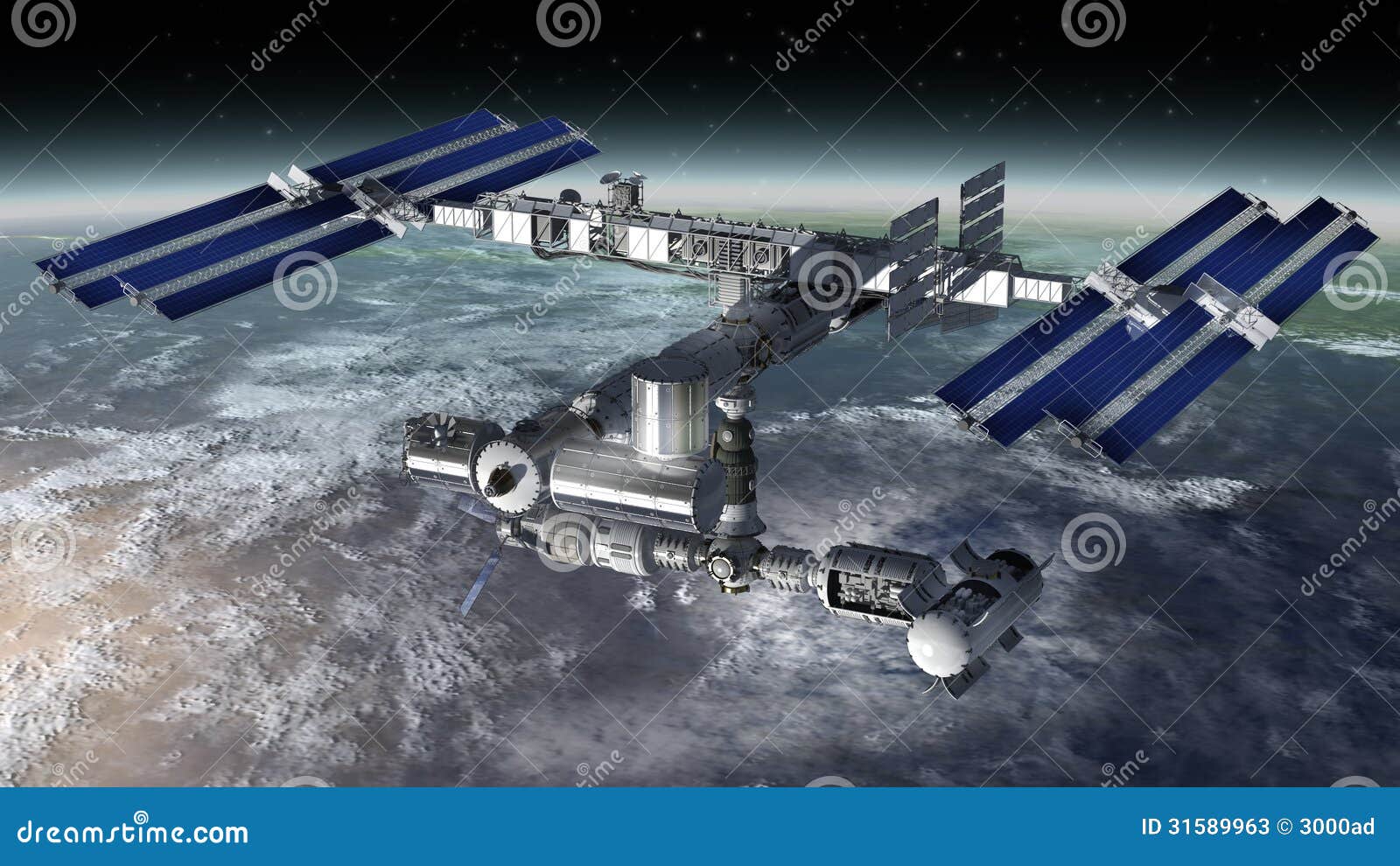 Space Station, Modular Satellite Stock Illustration - Illustration of ...