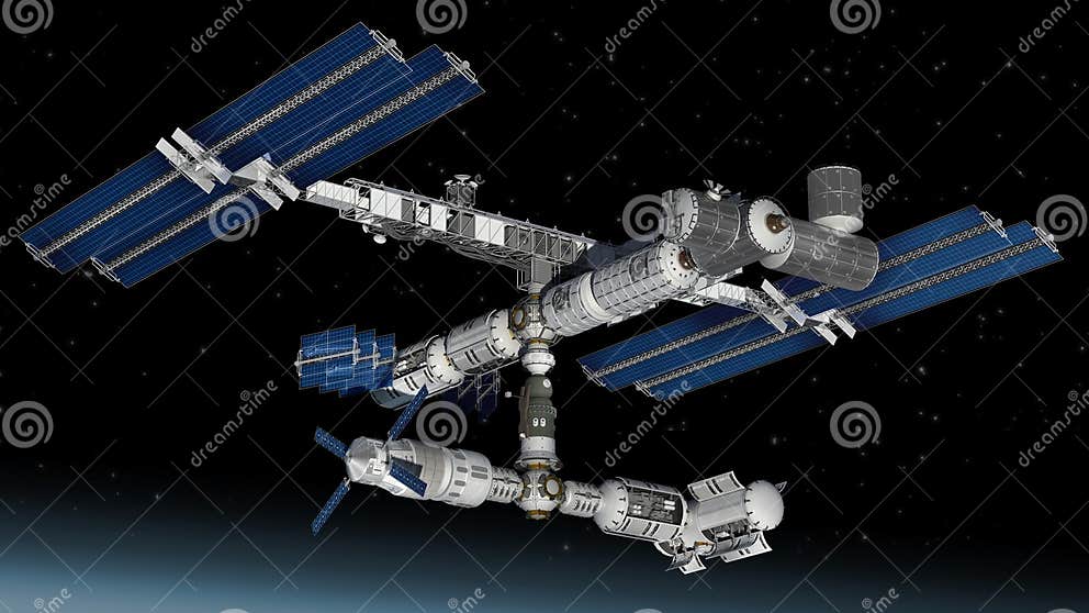 Space Station, Modular Satellite Stock Illustration - Illustration of ...