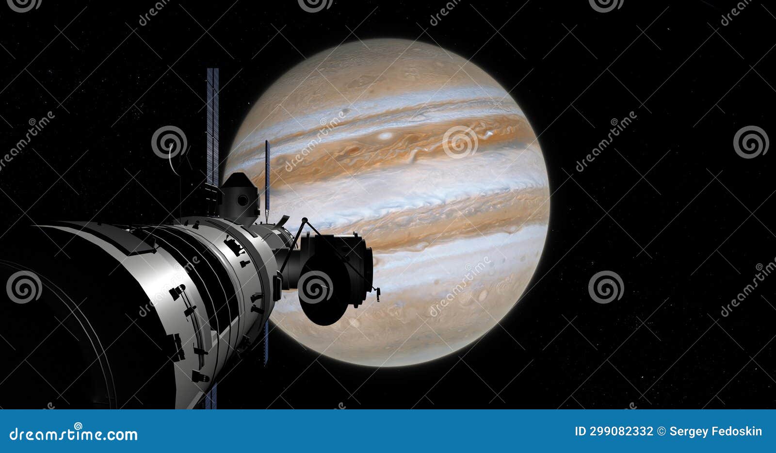 Space Station in Orbit of Jupiter Stock Illustration - Illustration of ...