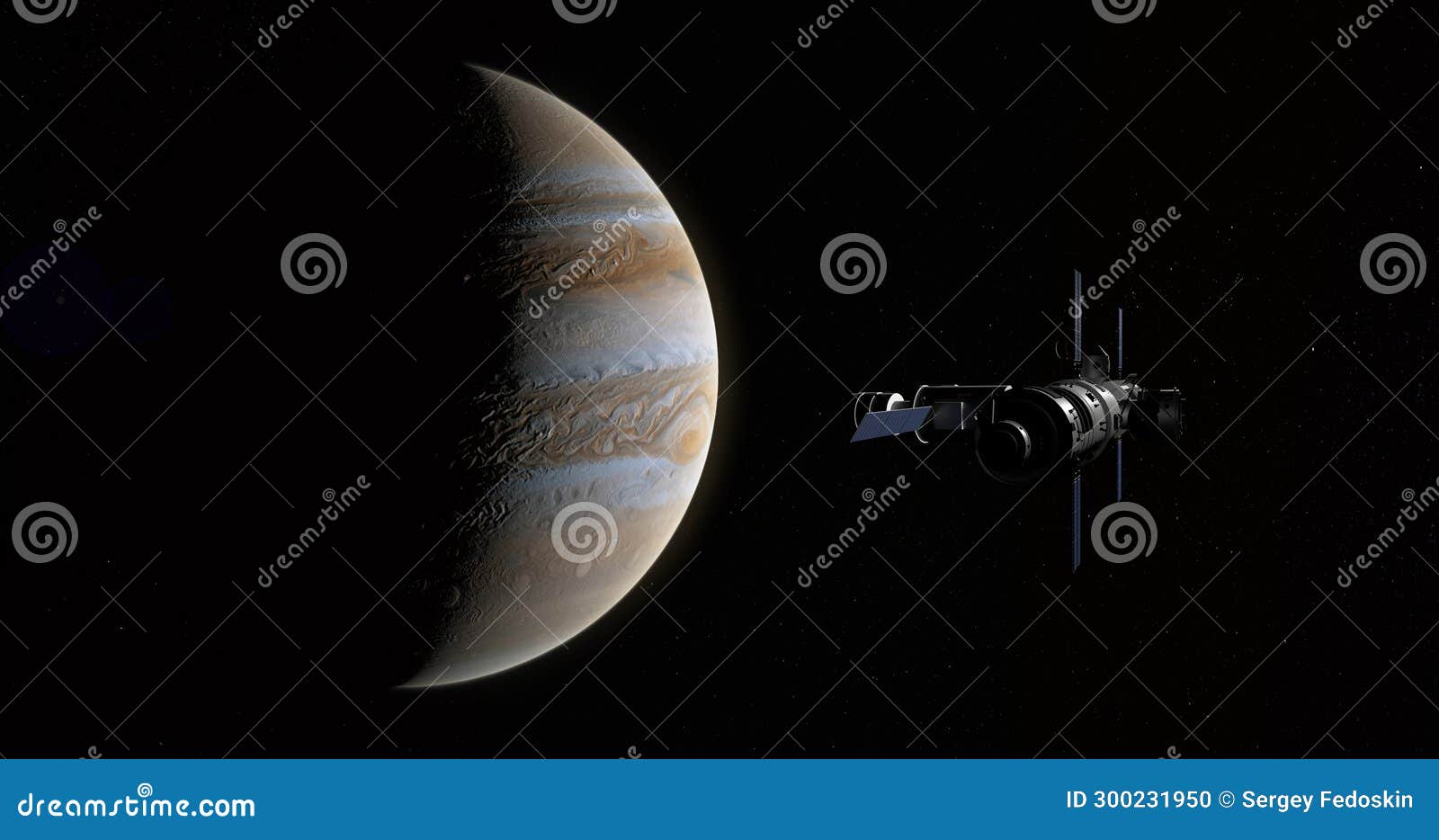 Space Station in Orbit of Jupiter Stock Illustration - Illustration of ...