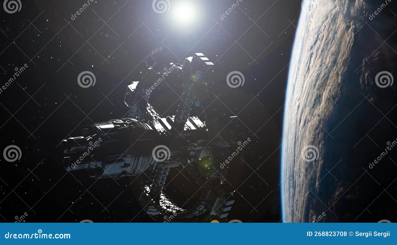 Space Station Orbiting Earth. Elements of this Image Furnished by NASA ...