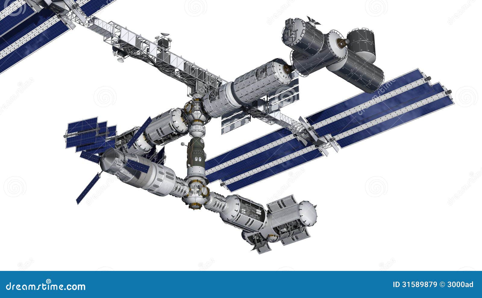 Space Station Satellite with Isolation Path on White Stock Illustration ...