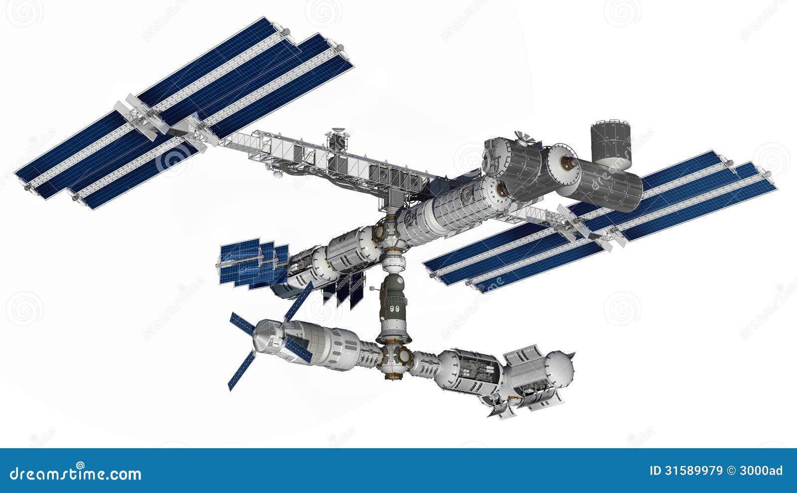 Space Station Satellite with Isolation Path on White Stock Illustration ...