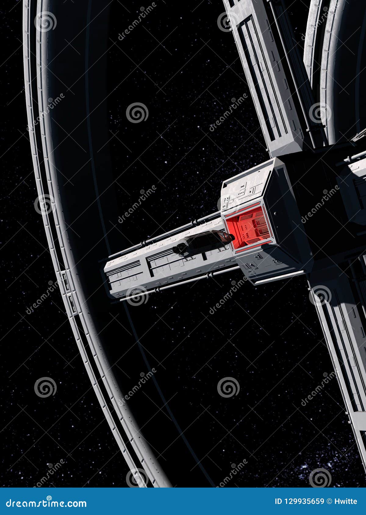 Space Station Shuttle Landing Bay Stock Illustration - Illustration of ...