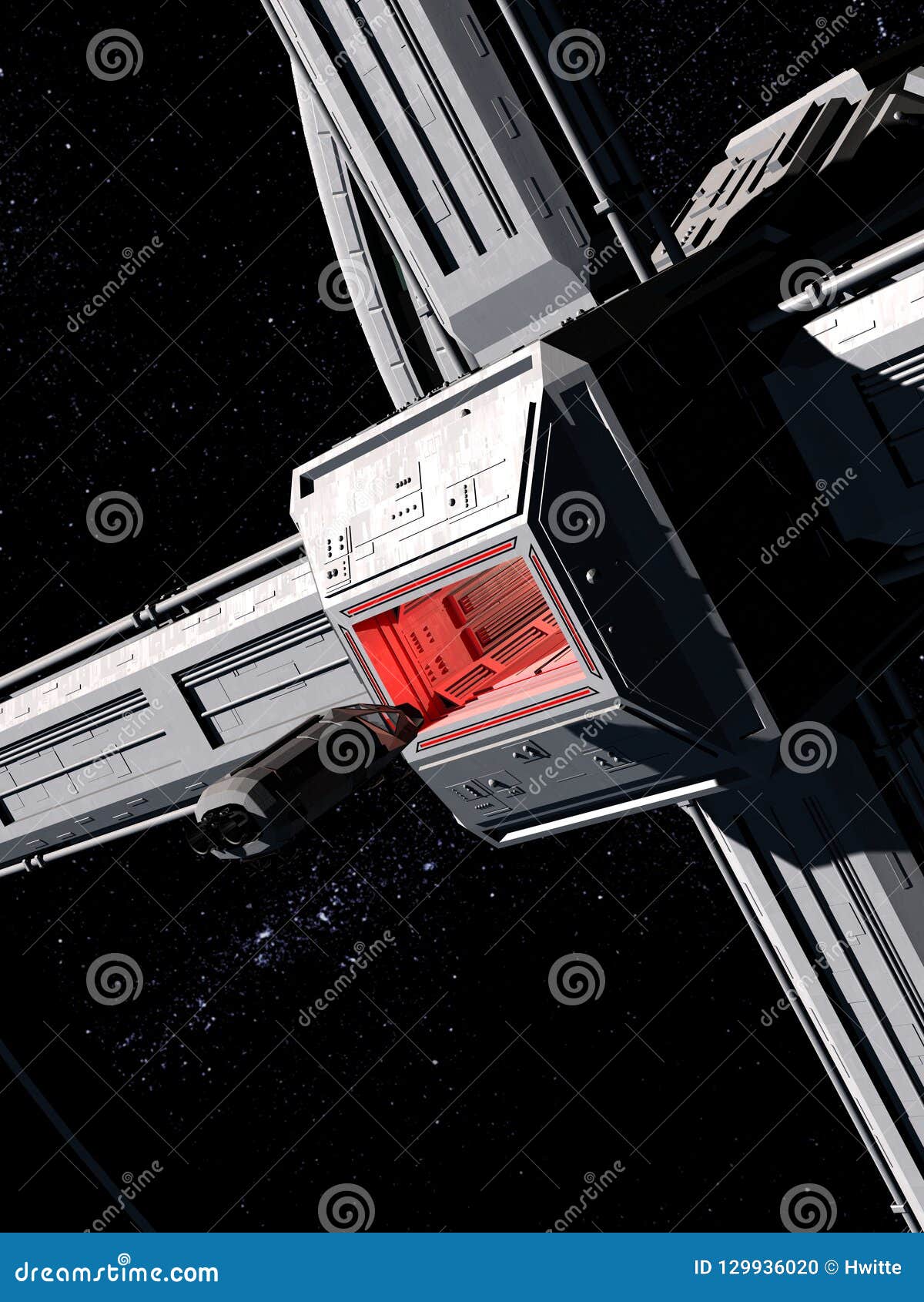 Space Station Shuttle Landing Bay Stock Illustration - Illustration of ...