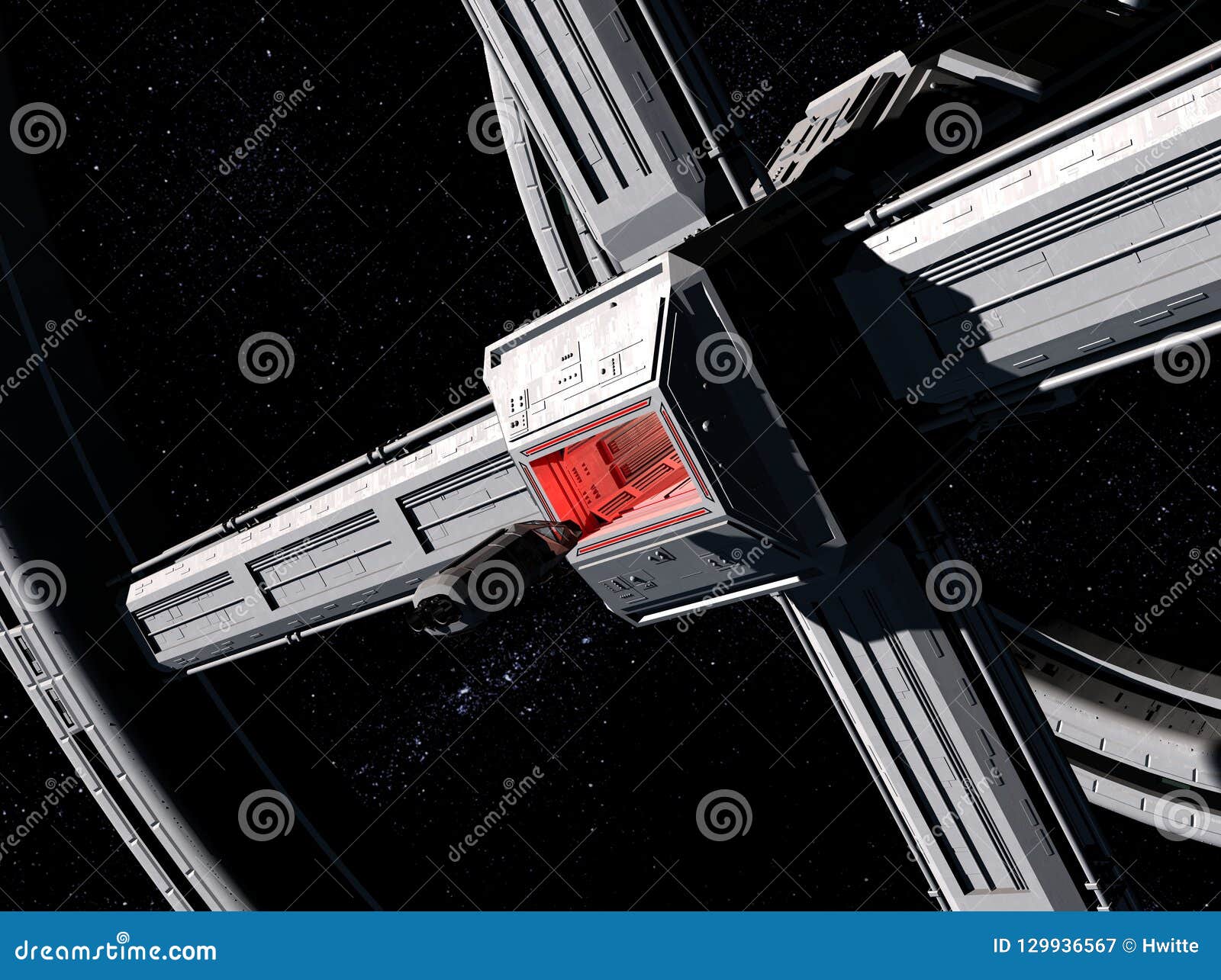 Space Station Shuttle Landing Bay Stock Illustration - Illustration of ...