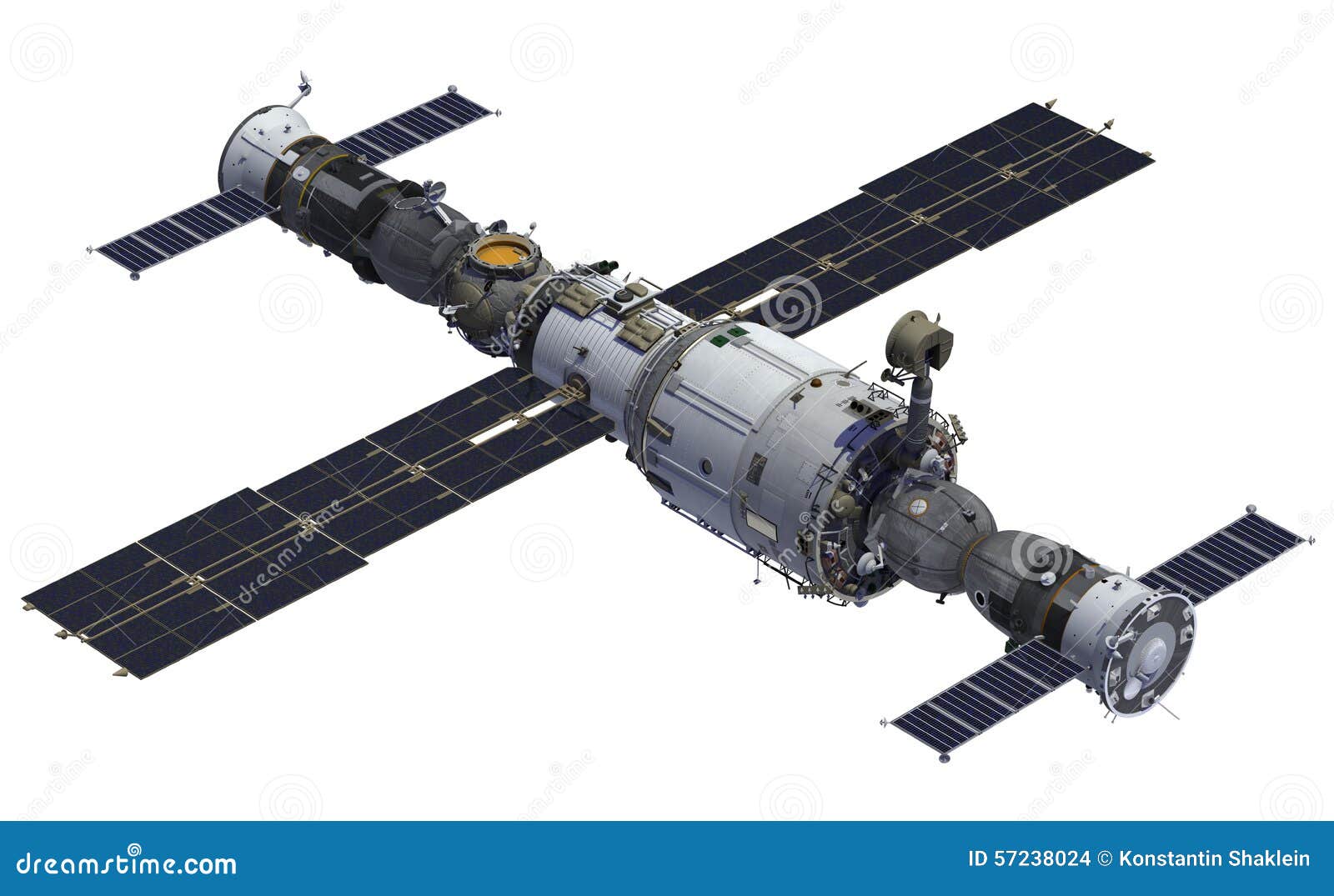 Space Station and Spacecrafts Stock Illustration - Illustration of ...
