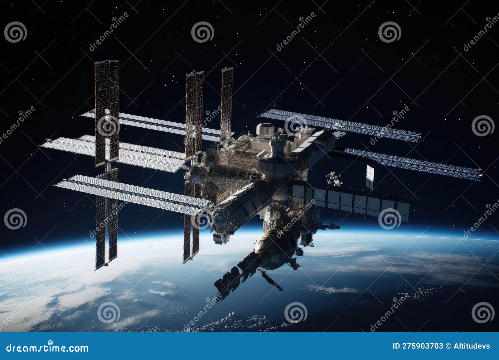 A Space Station, with the Vastness of Space Visible in the Background ...