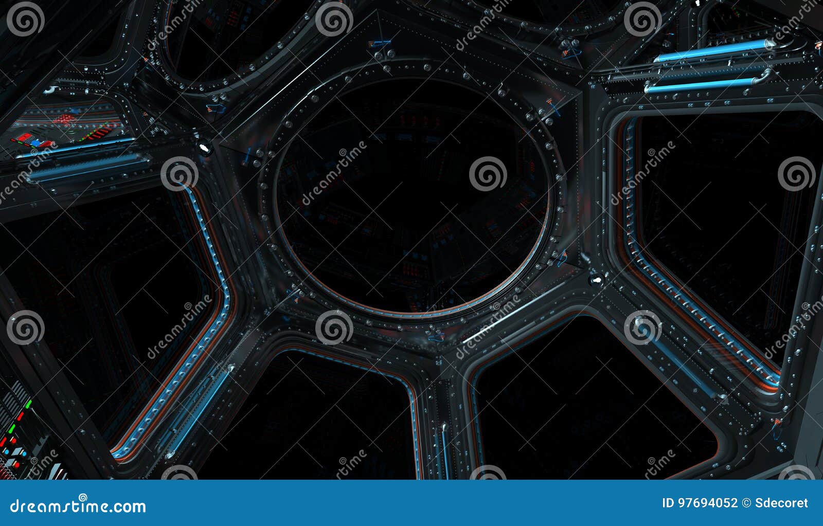 Space Station Window 3D Rendering Stock Illustration - Illustration of ...