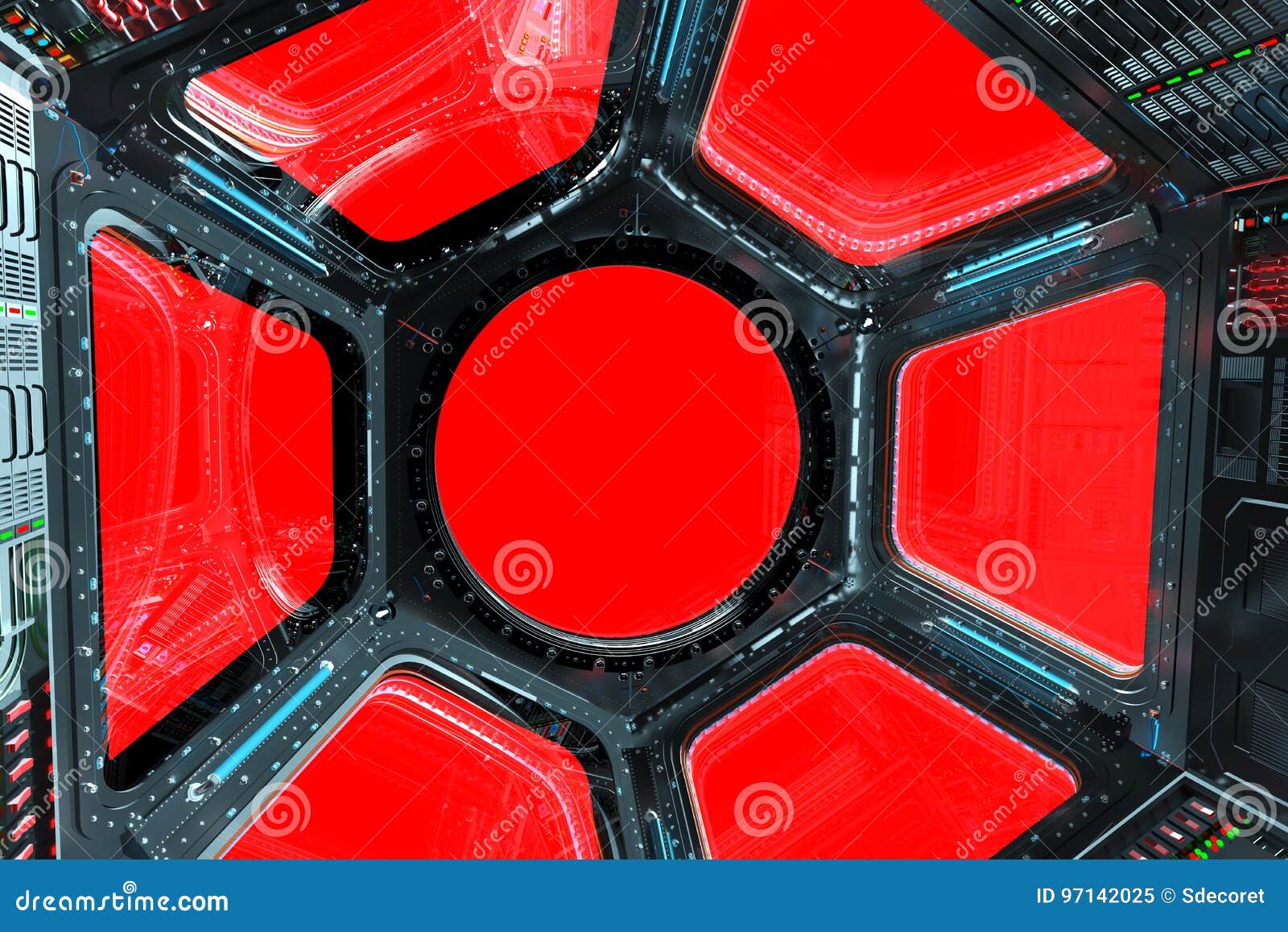 Space Station Window 3D Rendering Stock Illustration - Illustration of ...