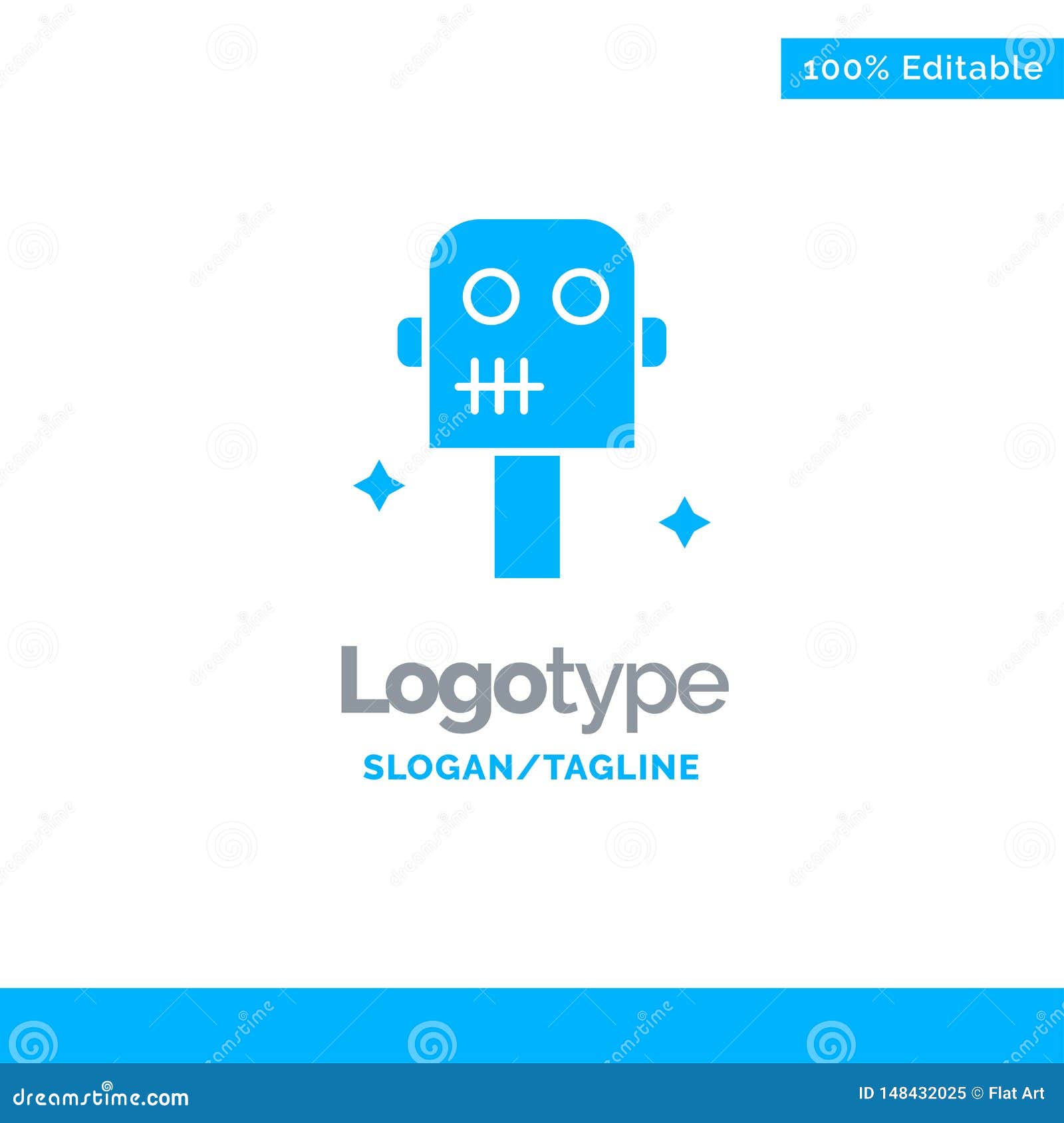 Space, Suit, Robot Blue Solid Logo Template. Place for Tagline Stock ...