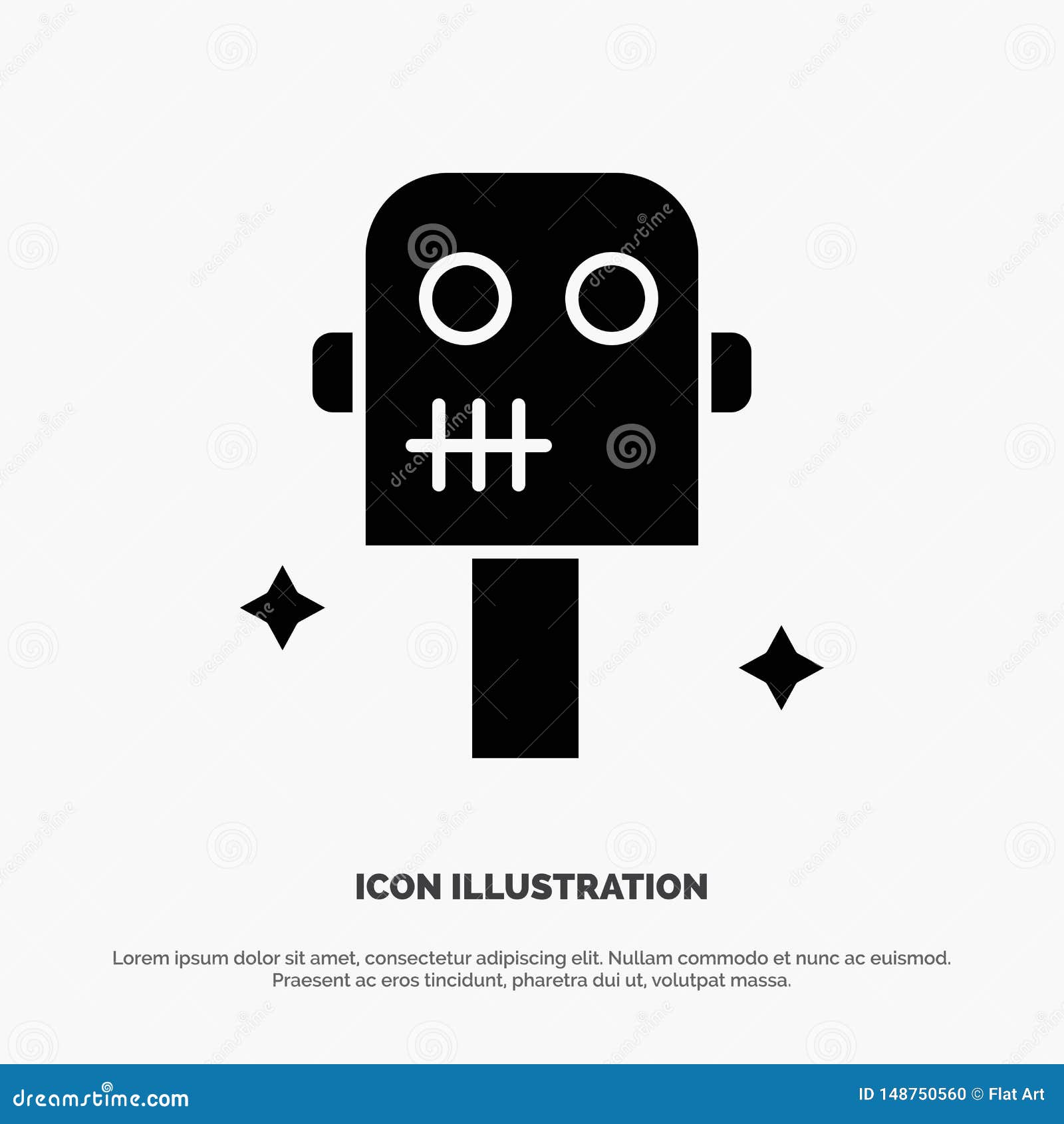 Robot Man Solid Icon, Robotization Concept, Neuro Interface Sign On ...