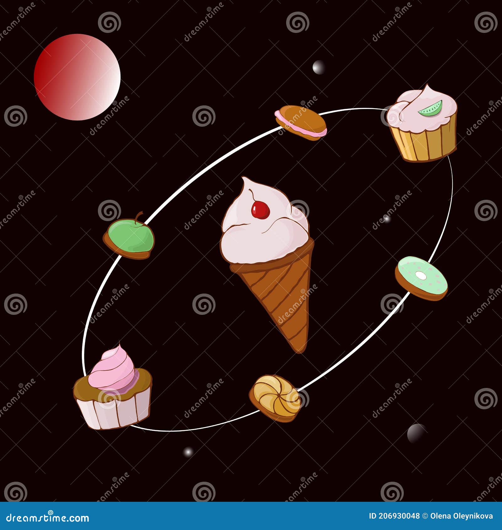 Space sweets stock vector. Illustration of asteroid - 206930048