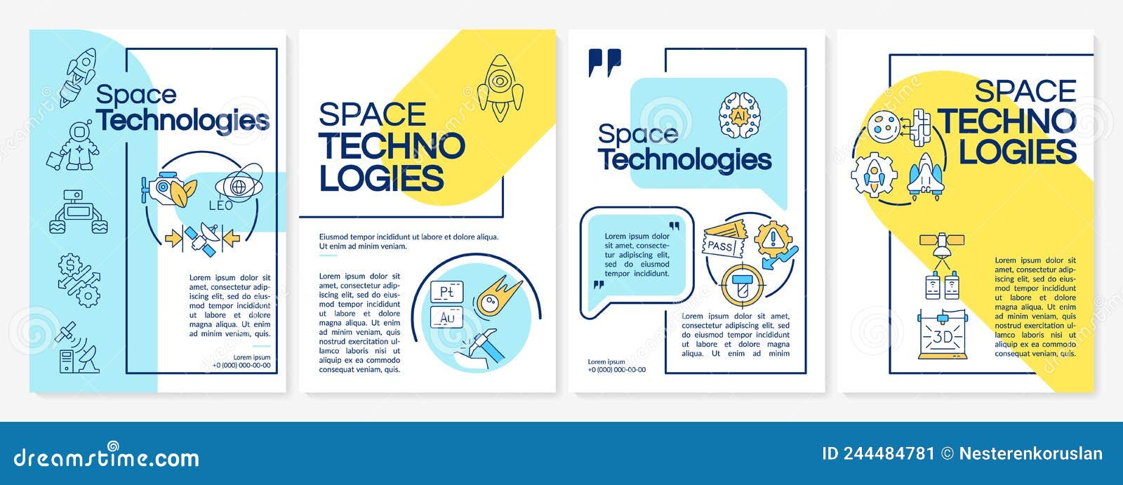 Space Technologies Blue and Yellow Brochure Template Stock Vector ...