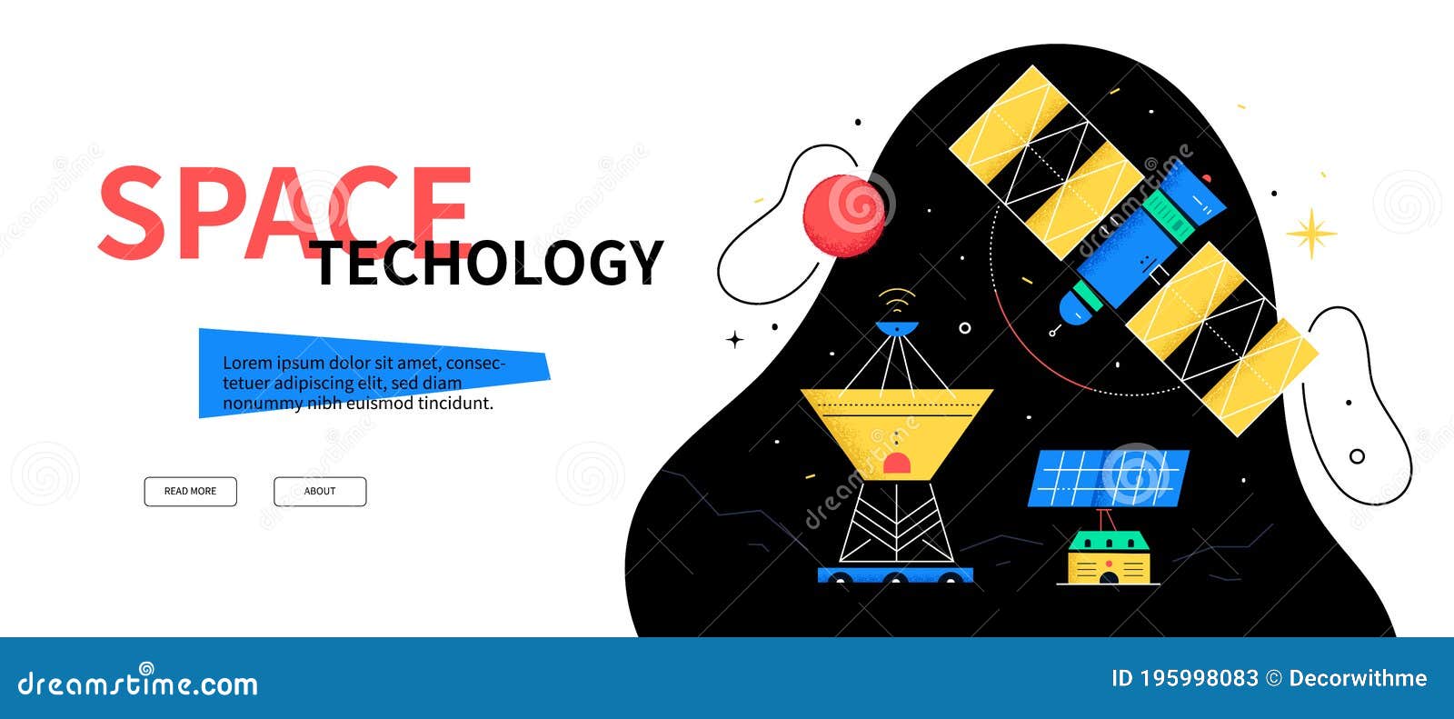 Space Technology - Colorful Flat Design Style Web Banner Stock Vector ...