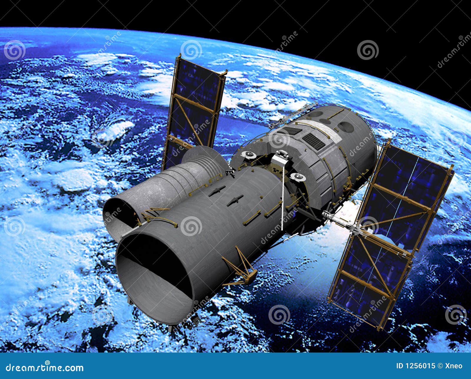 Space Telescope Observing Cosmic Wonders In Observatory Royalty-Free ...