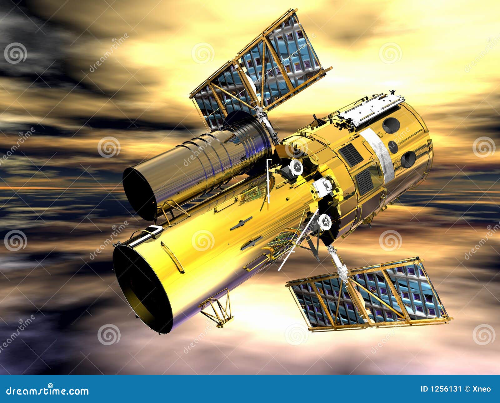 Space Telescope Observing Cosmic Wonders In Observatory Royalty-Free ...