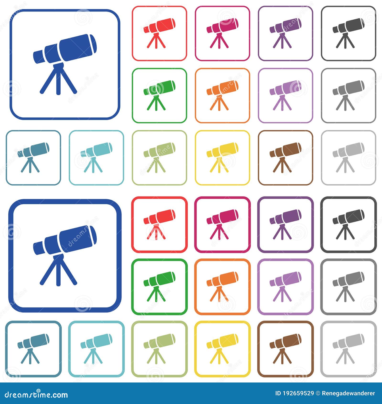 Space Telescope Outlined Flat Color Icons Stock Vector - Illustration ...