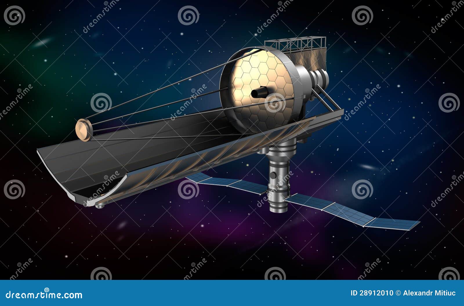 Space Telescope in Orbit. 3d Image Stock Illustration - Illustration of ...