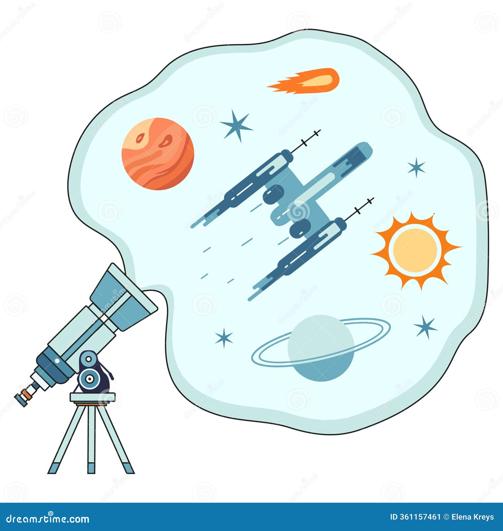 Observatory Planetarium Space Astronomy Telescope Vector Illustration ...