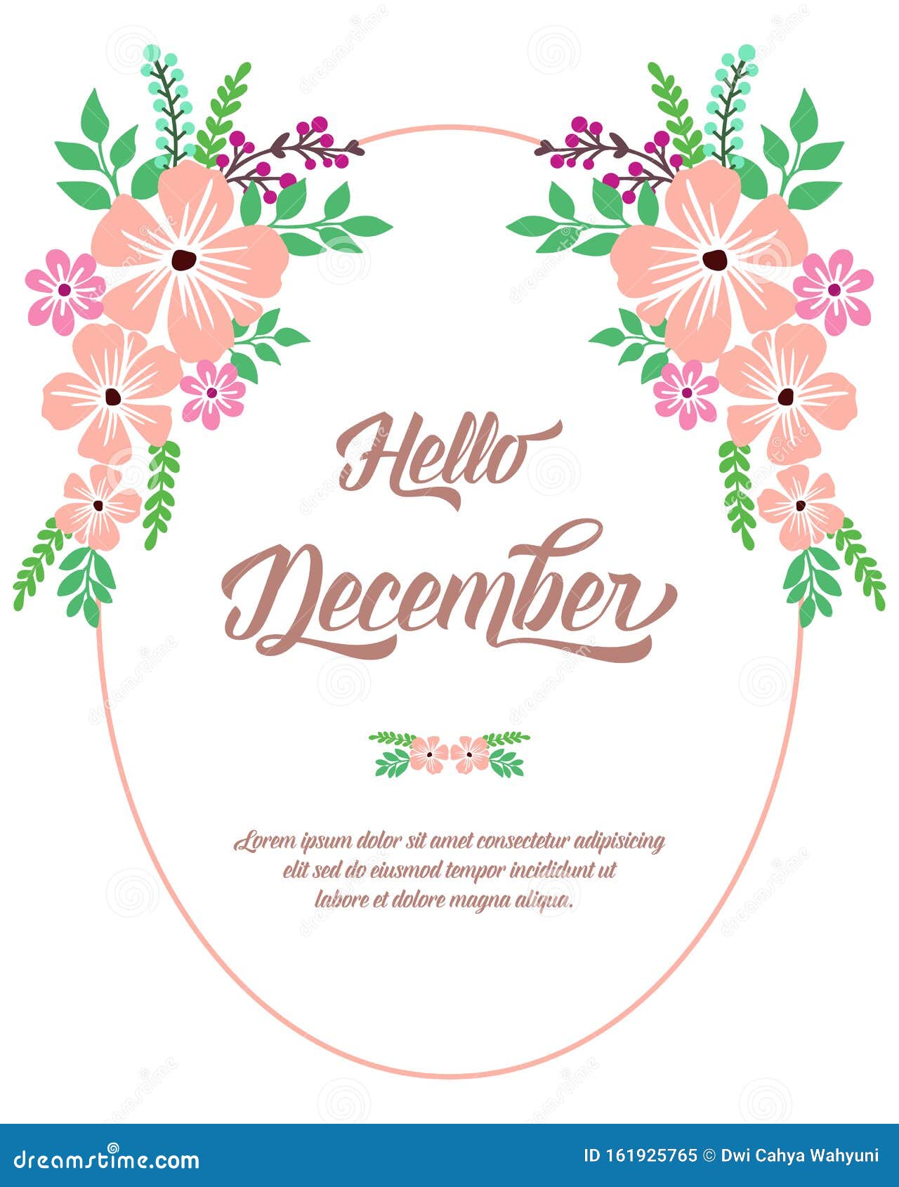Space for Text, Hello December, with Beautiful Bright Wreath Frame ...