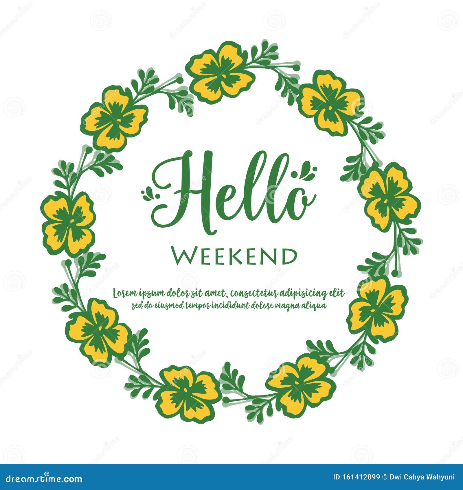 Space for Text, Hello Weekend, with Texture Plant of Yellow Flower ...
