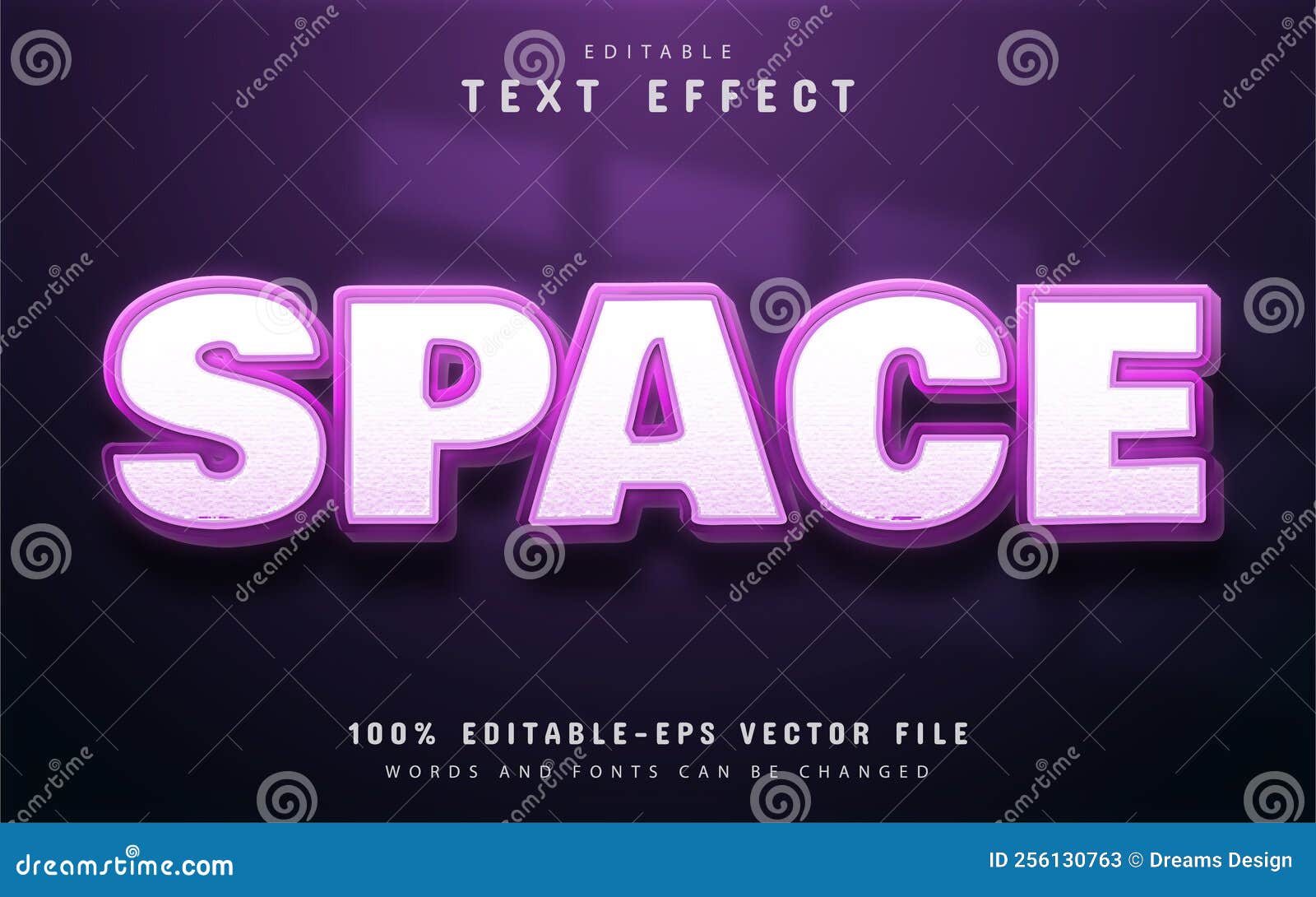 Space Text, Purple Gradient Text Effect Editable Stock Vector - Illustration of bright, graphic ...