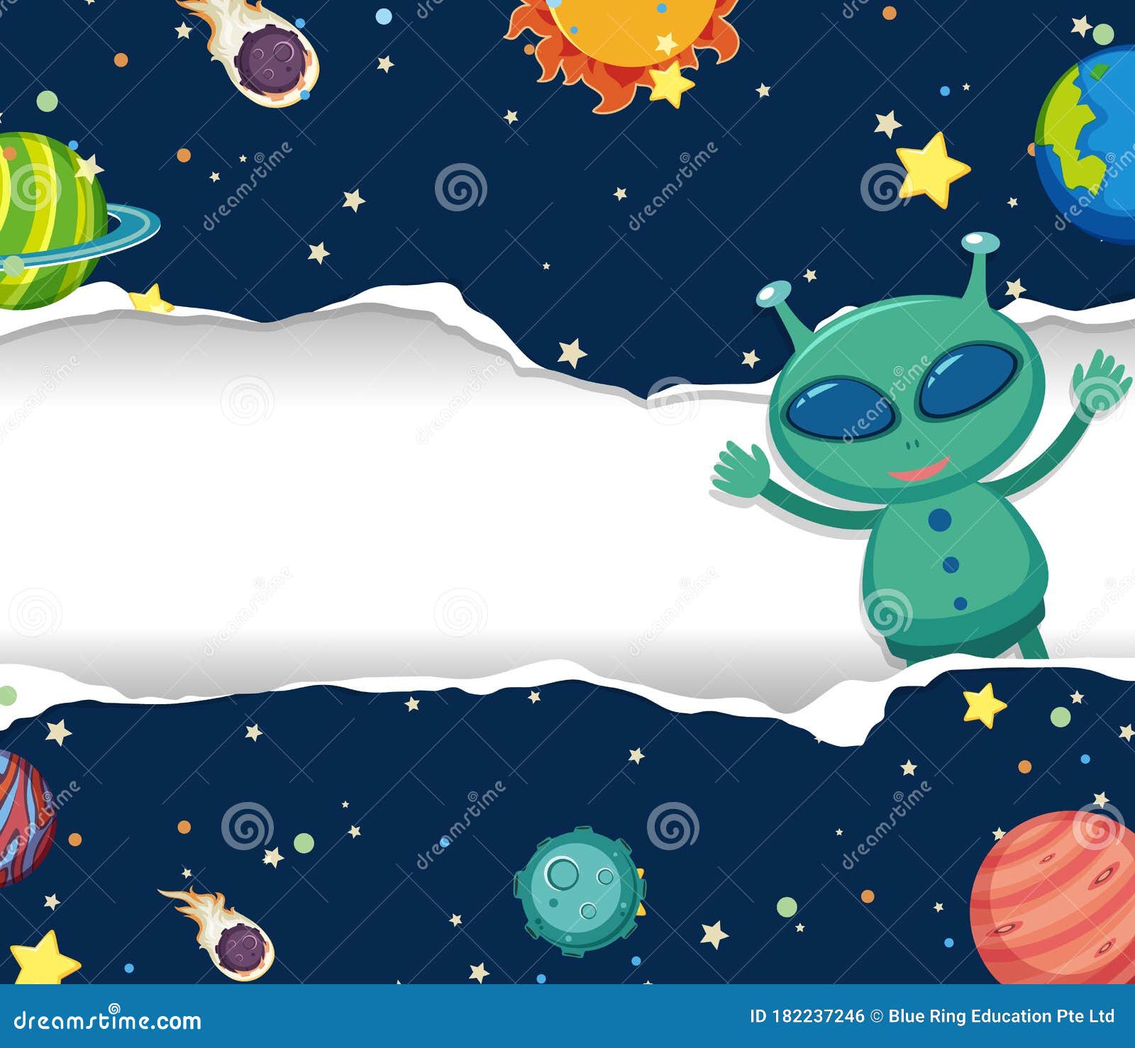 Space Theme Background with Alien in the Space Stock Vector ...