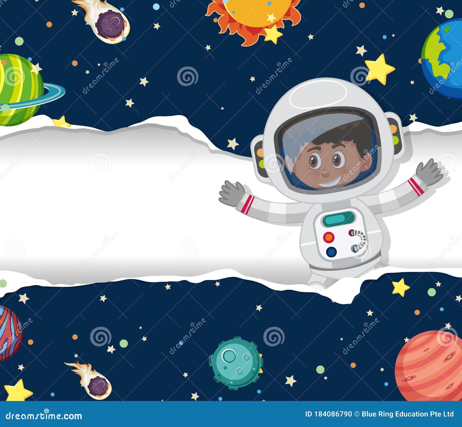 Space Theme Background with Flying Astronaut in the Space Stock Vector ...