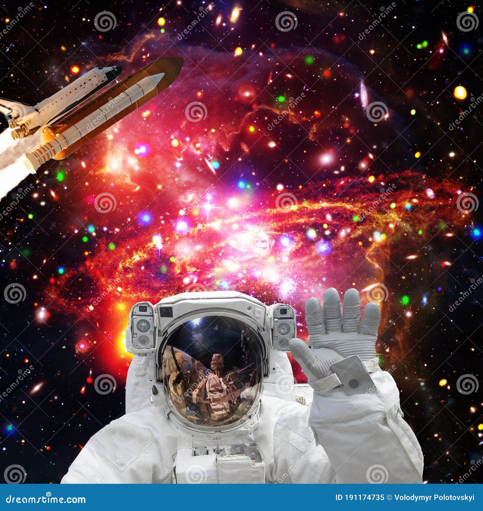 Astronaut Posing. Rocket on the Backdrop. the Elements of this Image ...