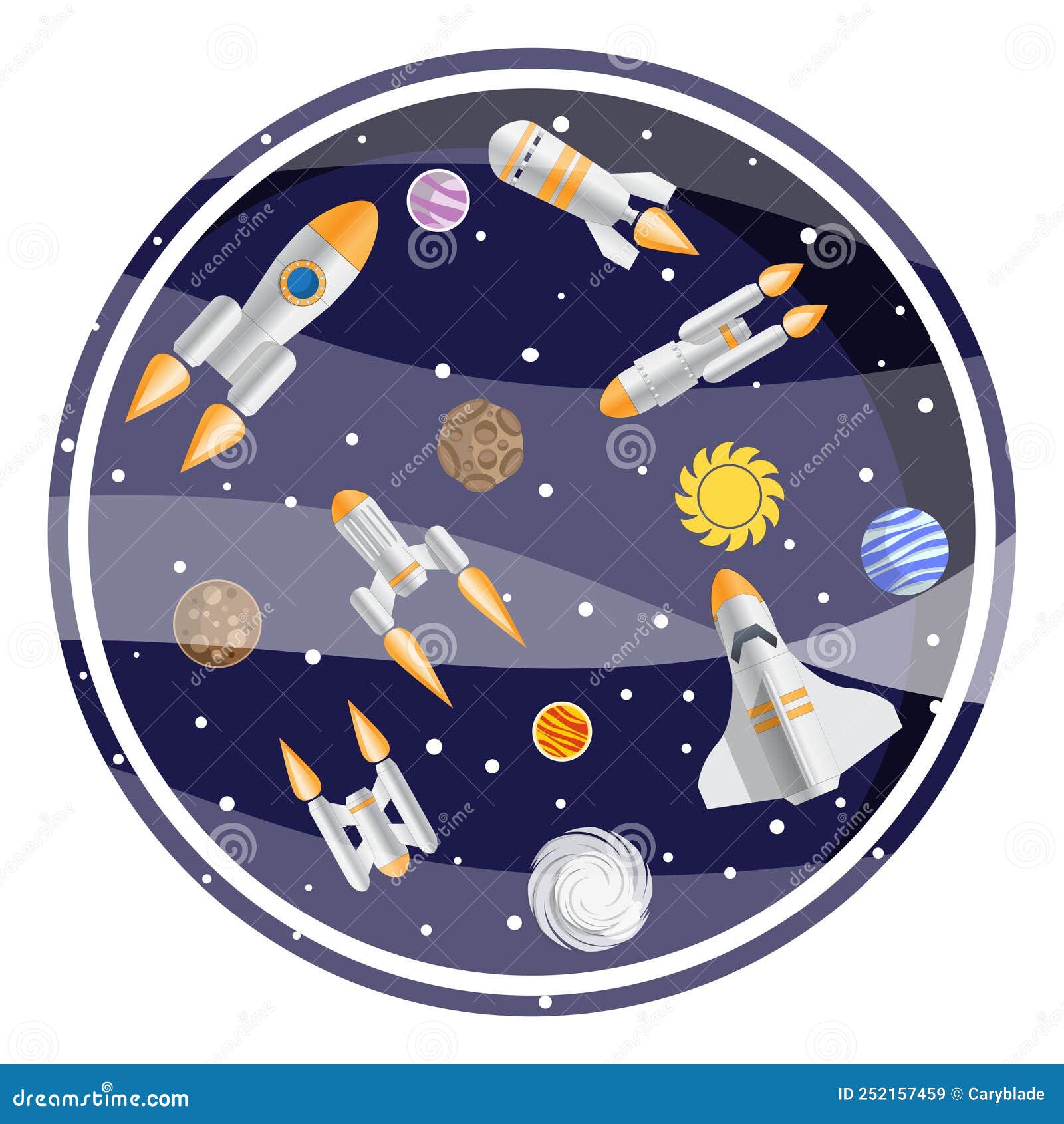 Space Theme on a White Background. Stock Vector - Illustration of ...
