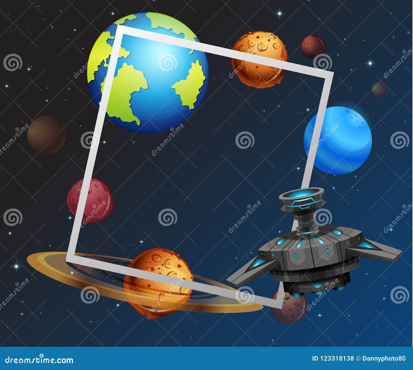 Space Themed Border Frame Cartoon Vector | CartoonDealer.com #28461055