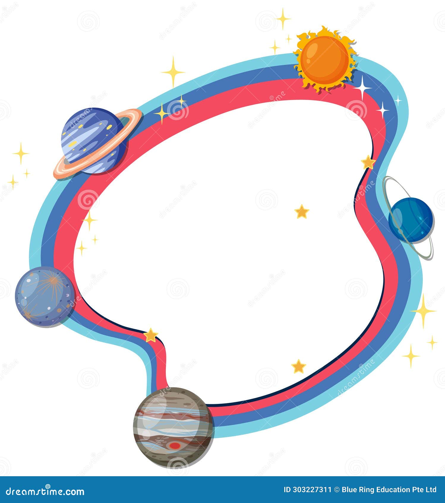 Space-themed Frame with Planets and Stars Stock Vector - Illustration ...