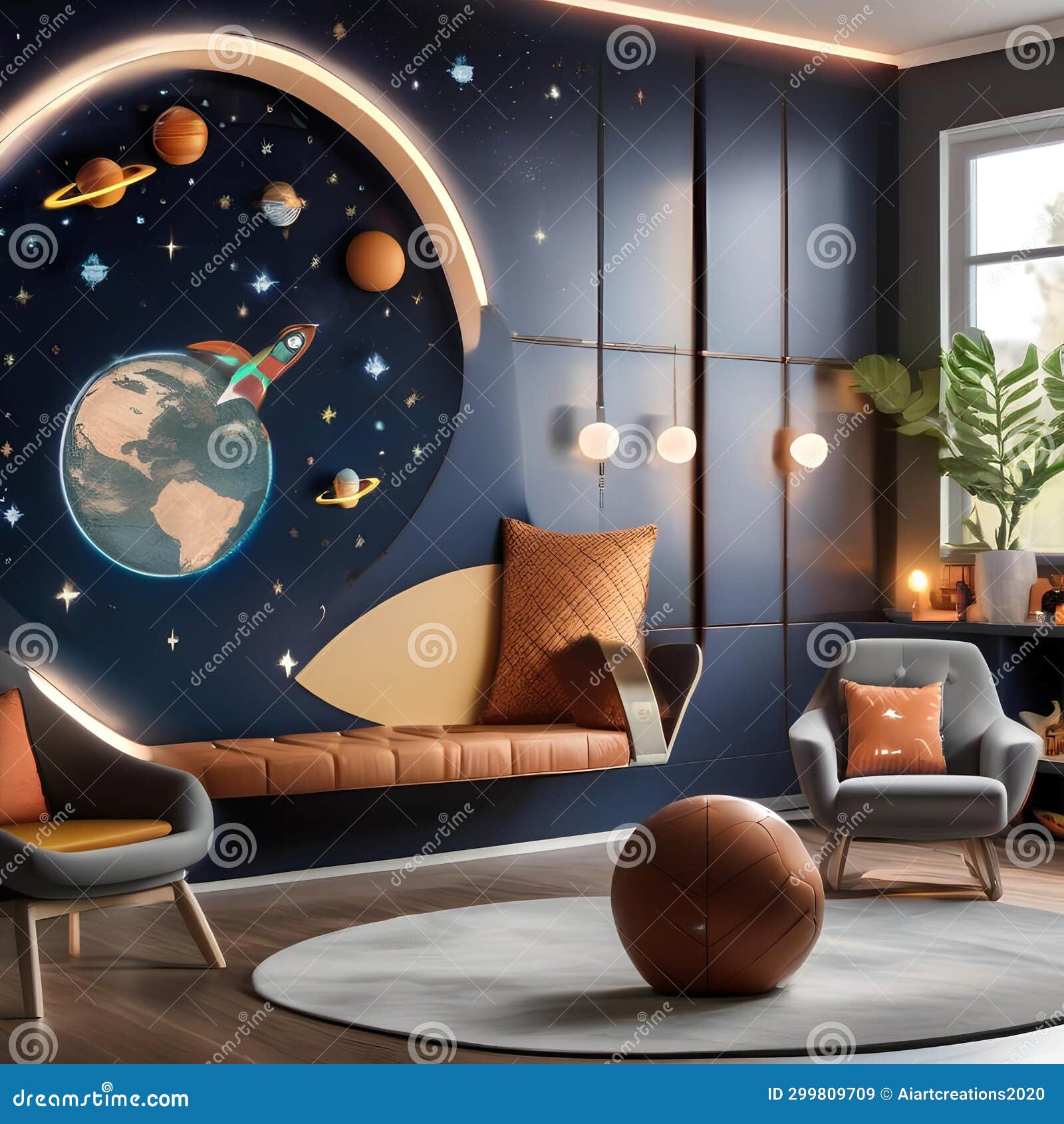 A Space-themed Playroom with a Rocket Ship Reading Nook and Interactive ...