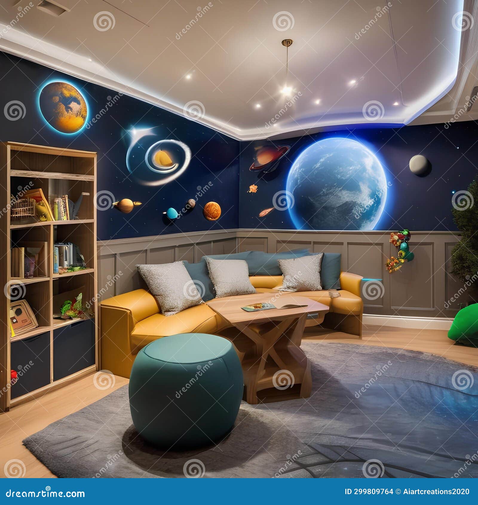 A Space-themed Playroom with a Rocket Ship Reading Nook and Interactive ...