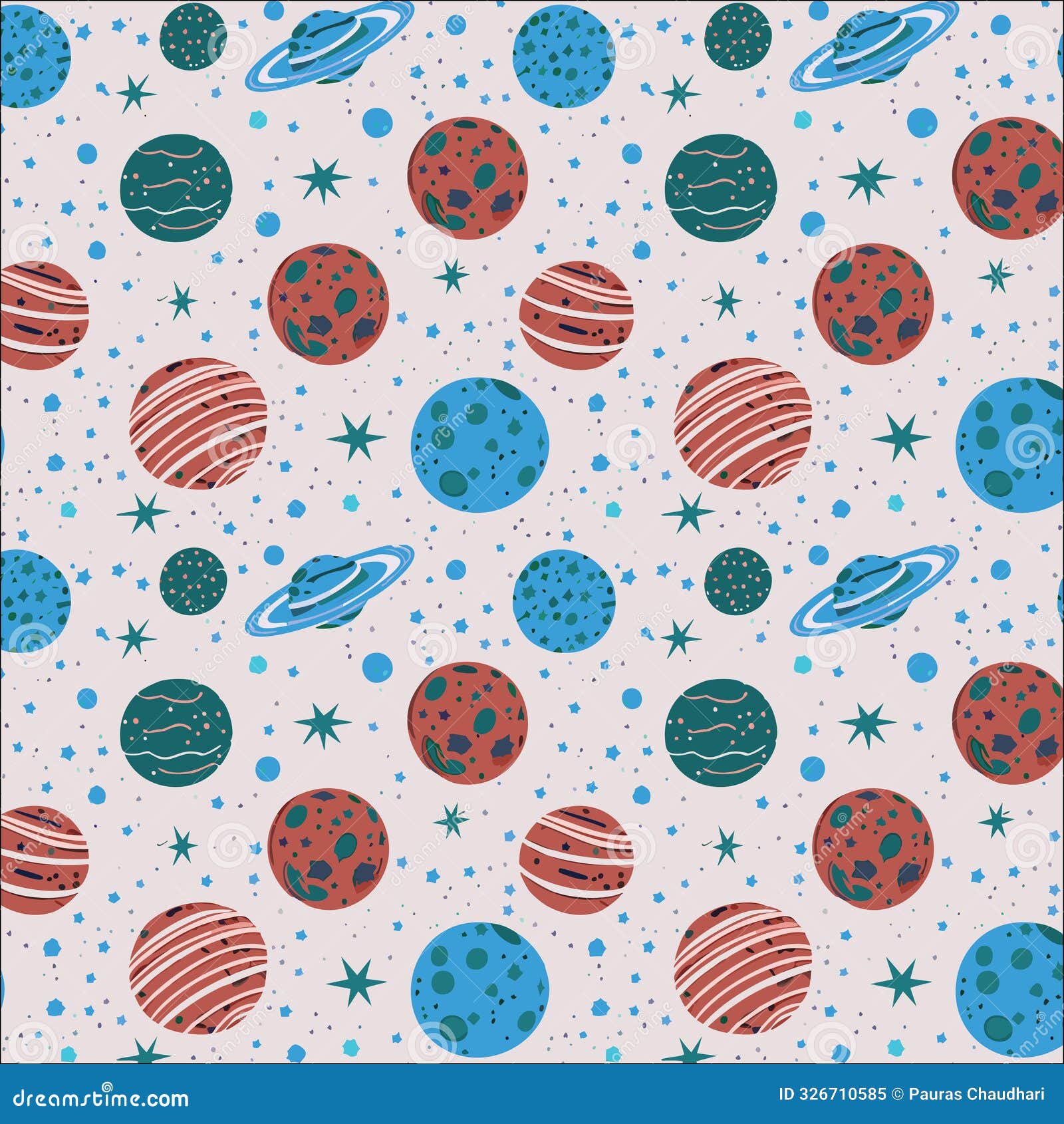 Space-themed Vector Pattern with Colorful Planets and Stars. Perfect ...