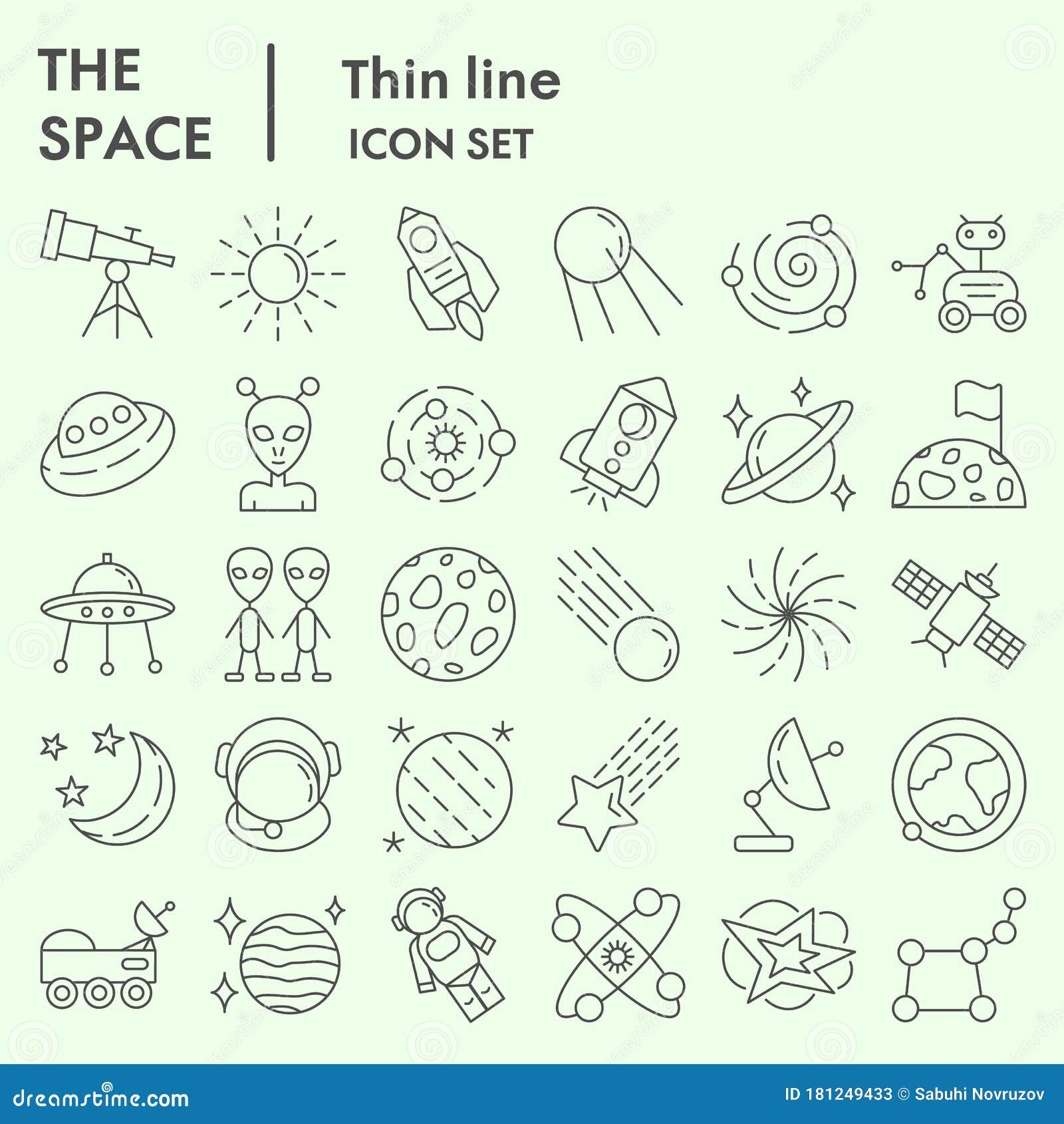 Space Thin Line Icon Set, Universe Symbols Set Collection or Vector ...