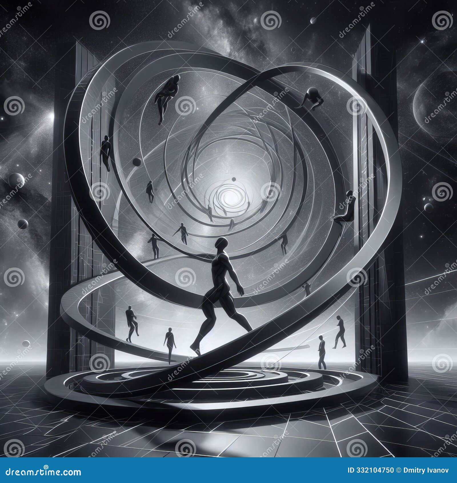 Space-time Portal. Abstract Grid Wormhole. Futuristic 3d Portal. Cosmic ...