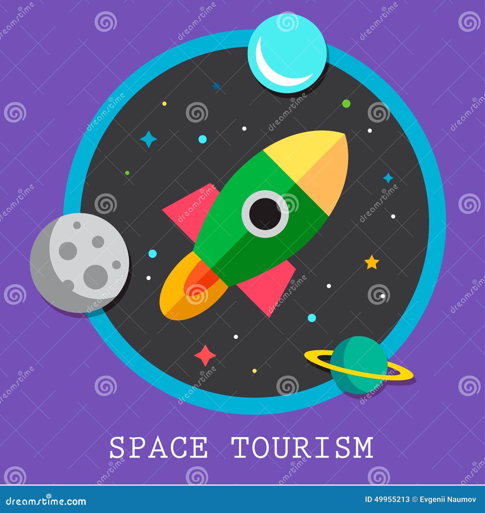 Space. Tourism Vector Flat Logos and Icon Stock Vector - Illustration ...