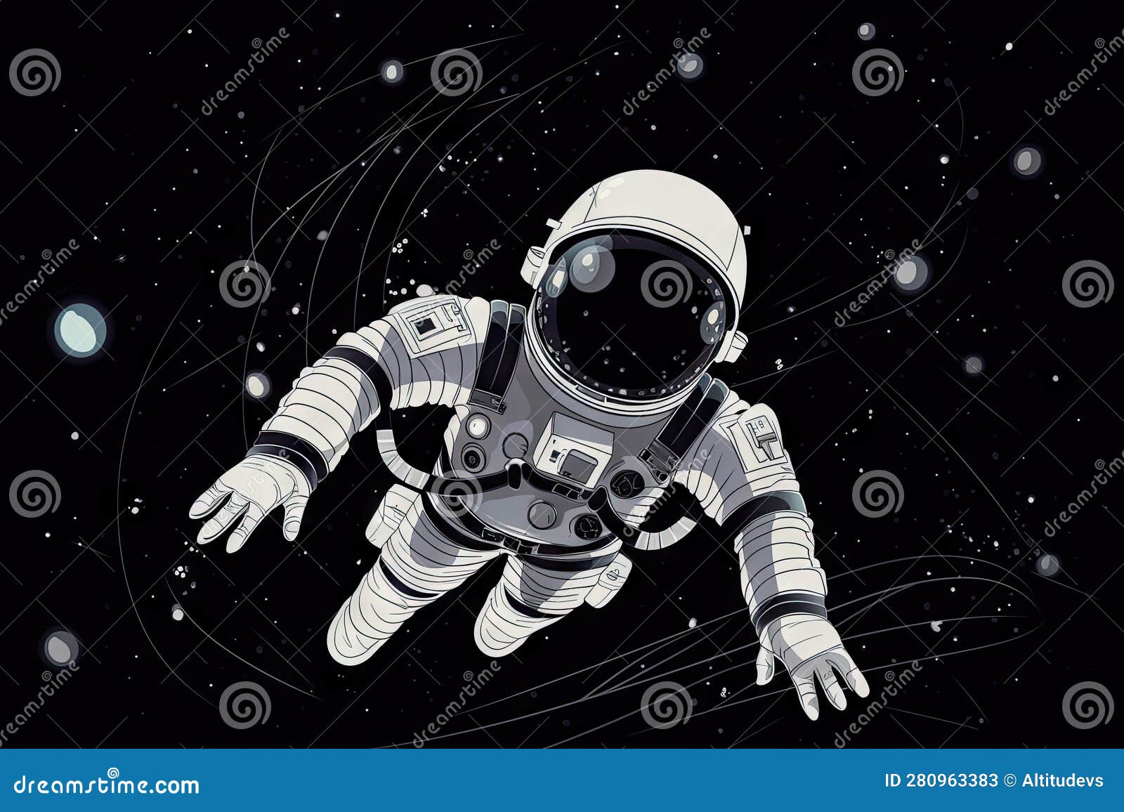 Space Tourist Floating in Zero Gravity, with the Stars Above Stock ...