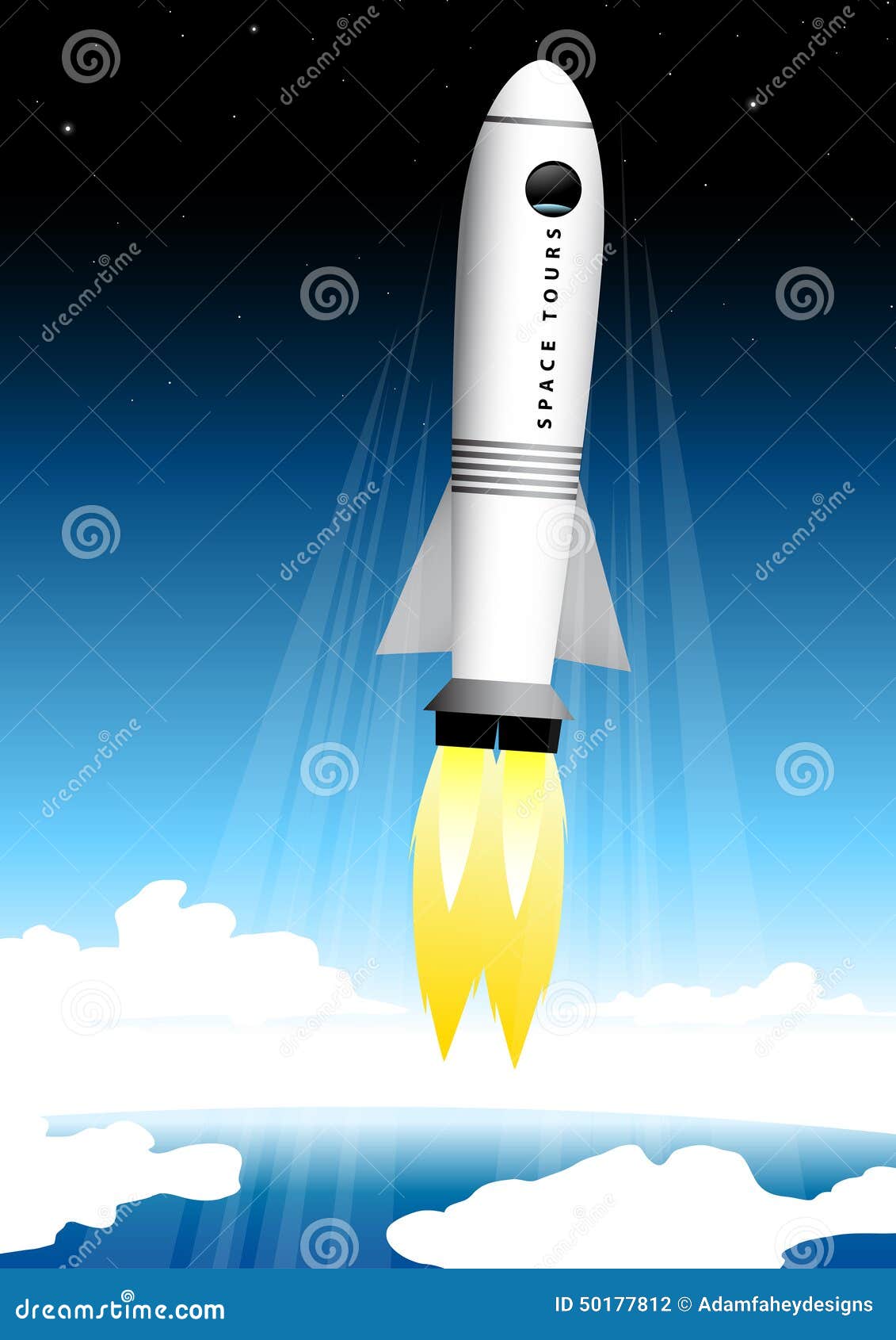 Space Tourist Rocket Blasting Off at the Launch Pad into Space Stock ...