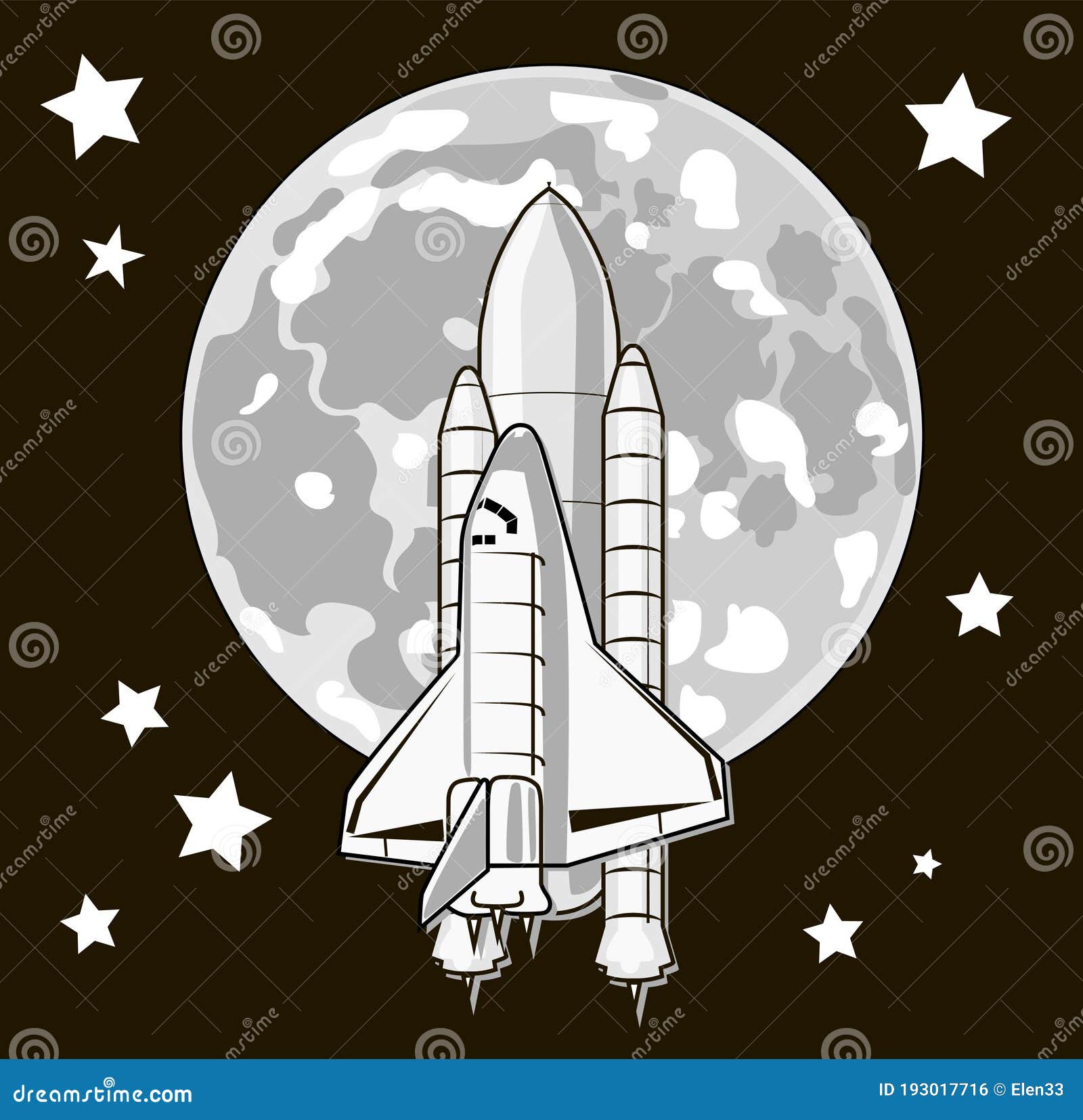 Space Travel To the Moon. Shuttle Rocket Launch. Space Exploration ...