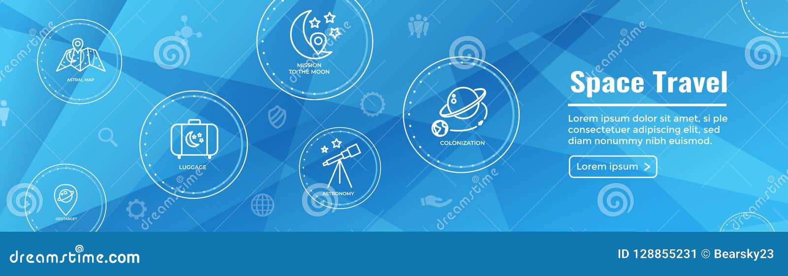 Space Travel or Tourism Web Header Banner with Spaceship, Telescope ...
