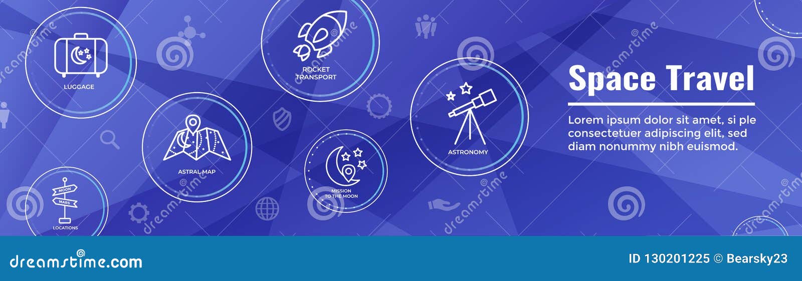 Space Travel or Tourism Web Header Banner with Spaceship, Telescope ...