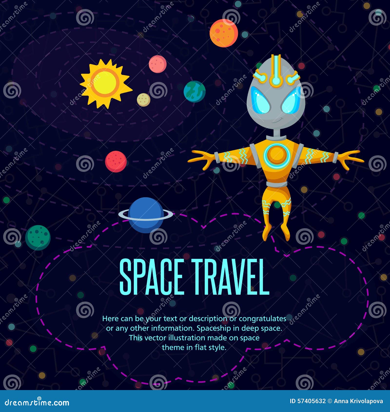 Space Travel. Vector Illustration in Style Flat Stock Vector ...