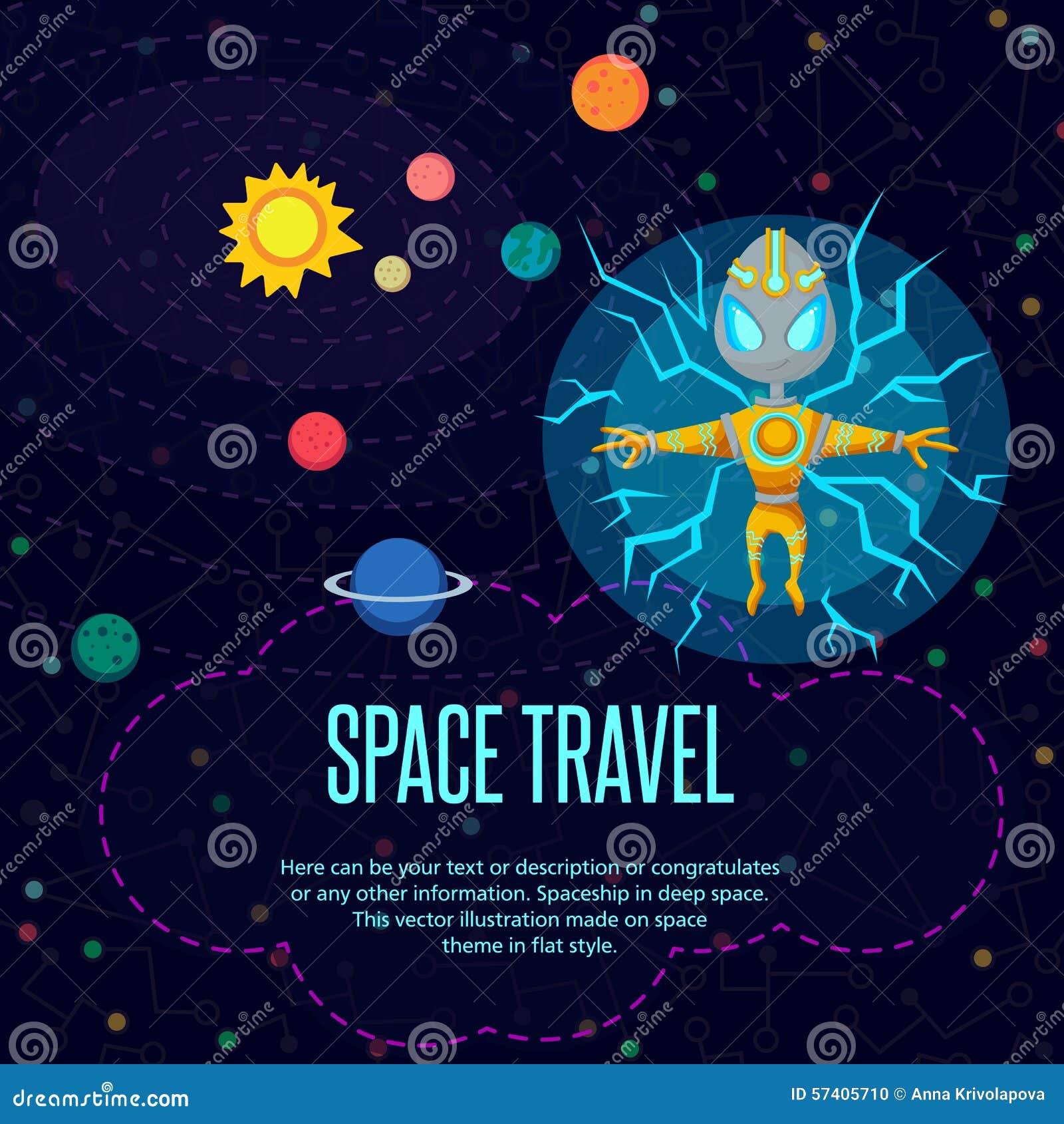 Space Travel. Vector Illustration in Style Flat Stock Vector ...