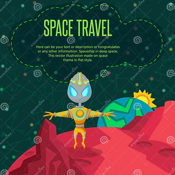 Space Travel. Vector Illustration in Style Flat Stock Vector ...