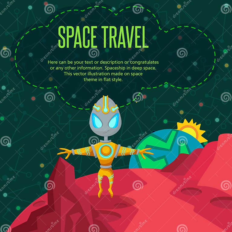 Space Travel. Vector Illustration in Style Flat Stock Vector ...
