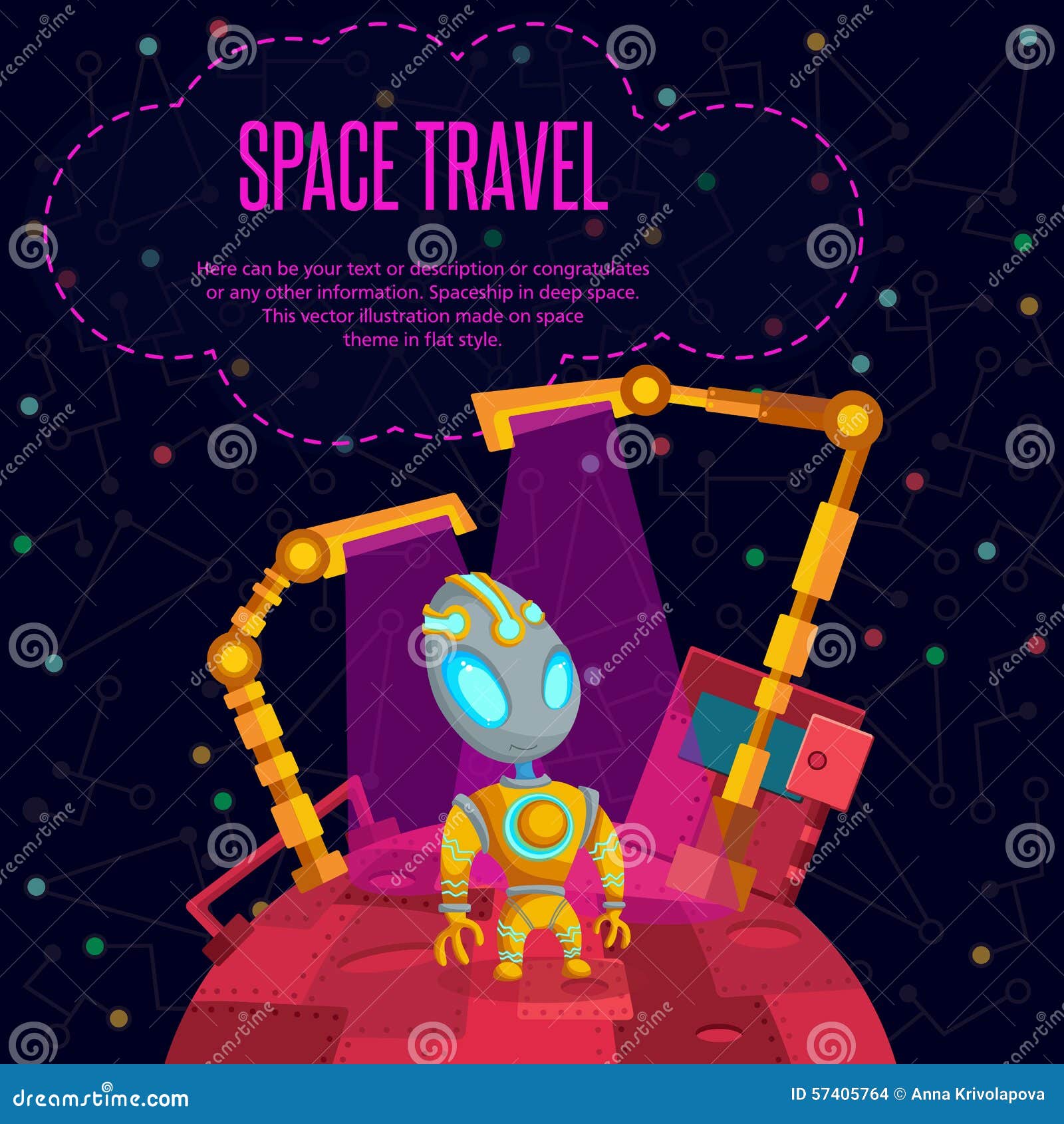 Space Travel. Vector Illustration in Style Flat Stock Vector ...
